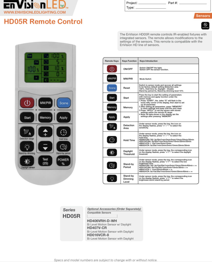 Envision HB05R Remote Controller - Benergy