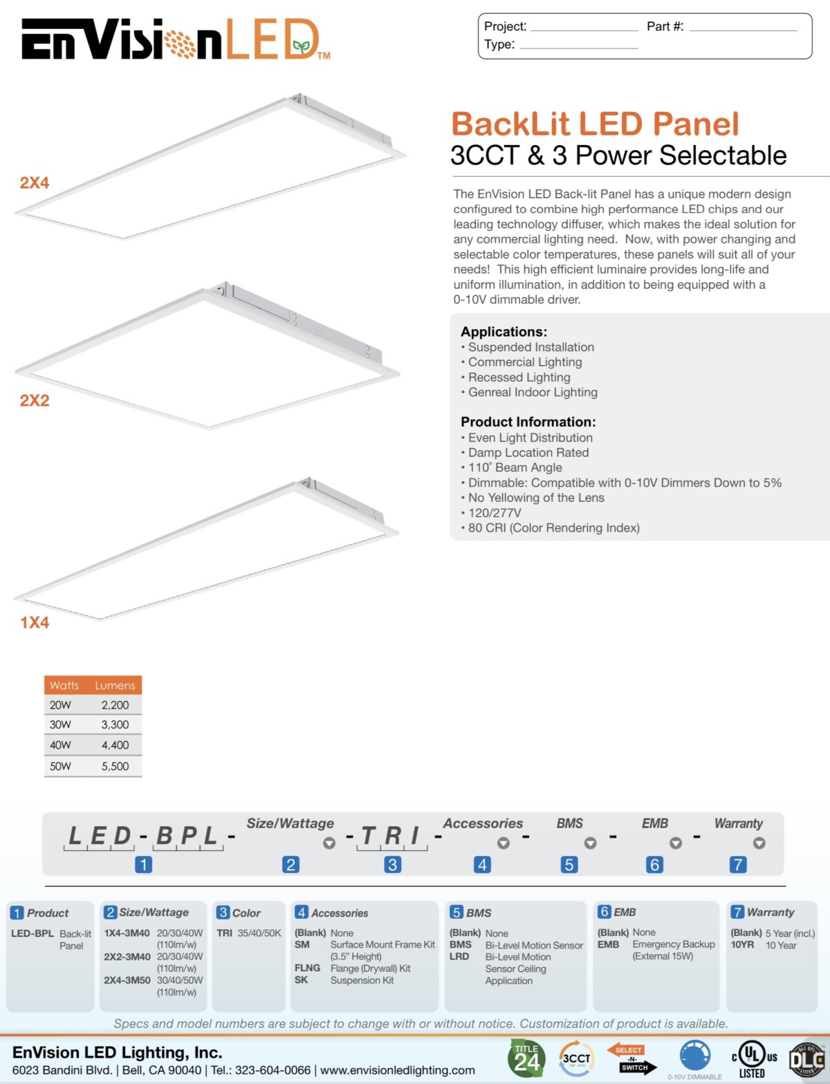 Envision led-BPL-2x4-3m50-Tri Hybrid Flat Panel - Benergy